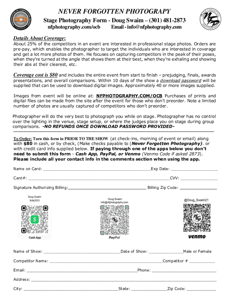 Fillable Online Stage Photography Coverage Order Form Fax Email Print - pdfFiller