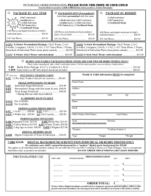 Fillable Online Picture Day Photo Order Information Fax Email Print ...