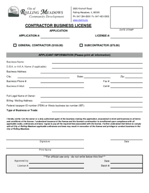 Fillable Online Contractor Business License Application for the City of ...