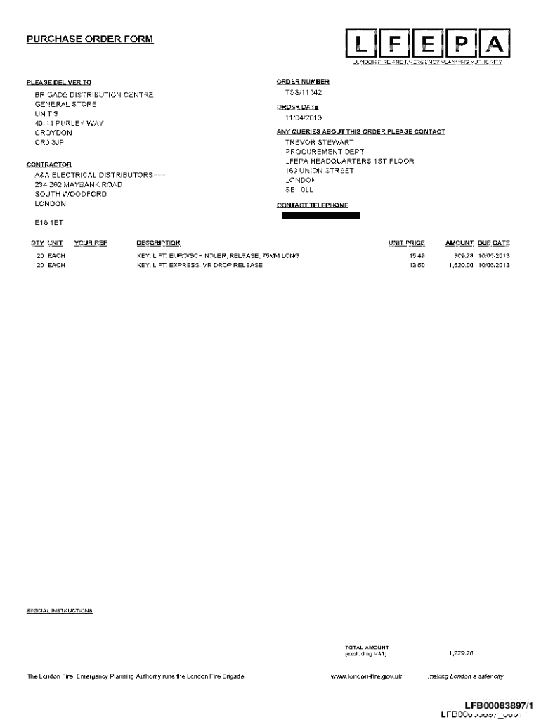 Fillable Online Purchase Order Form Fax Email Print - pdfFiller
