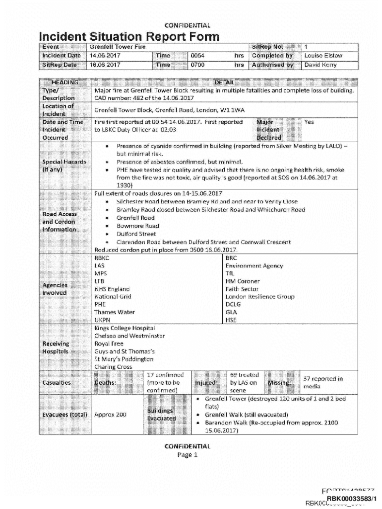 Fillable Online Grenfell Tower Fire Incident Report Fax Email Print ...
