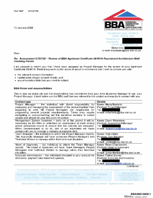Fillable Online Assessment of Bba Agreement Certificate for ...