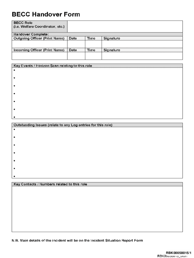 Fillable Online Becc Handover Form Fax Email Print - pdfFiller