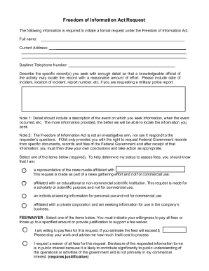 Fillable Online Freedom of Information Act Request Form Fax Email Print ...