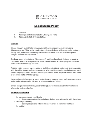 Fillable Online Clinton College Social Media Policy Fax Email Print - pdfFiller