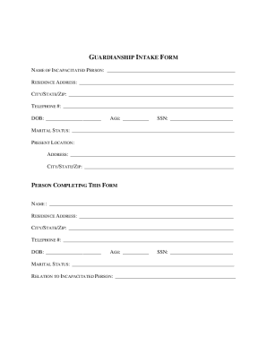 Fillable Online Guardianship Intake Form Fax Email Print - pdfFiller
