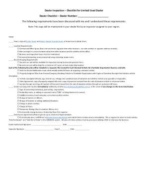Fillable Online Dealer Inspection Checklist Fax Email Print - pdfFiller