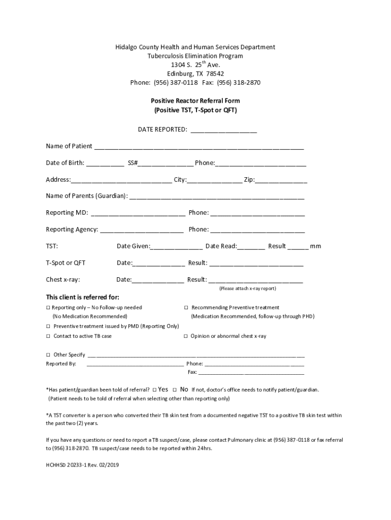 Fillable Online Positive Reactor Referral Form Fax Email Print - pdfFiller