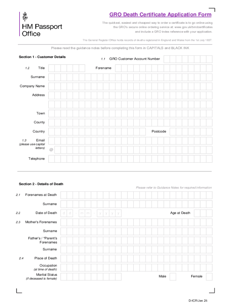 Fillable Online Death Certificate Application Fax Email Print - pdfFiller