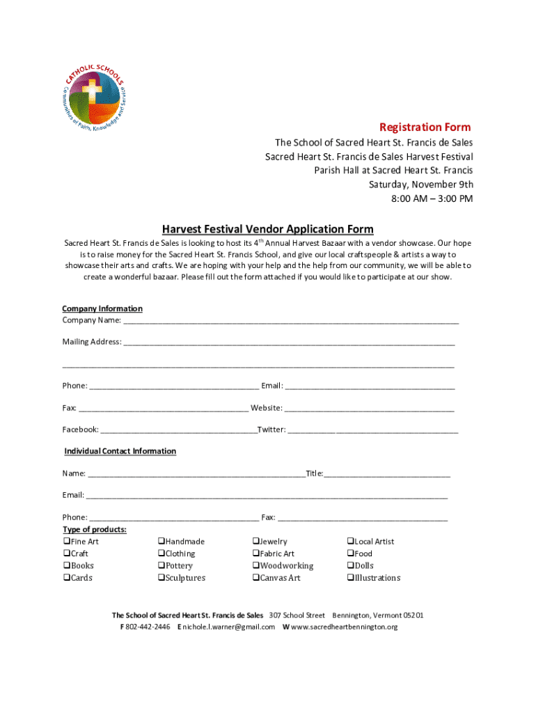 Fillable Online Harvest Festival Vendor Application Fax Email Print ...