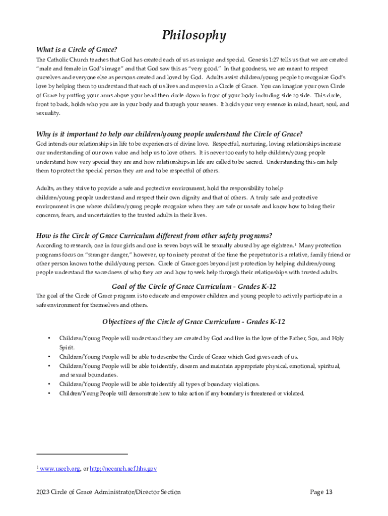 Fillable Online Circle of Grace Curriculum Fax Email Print - pdfFiller