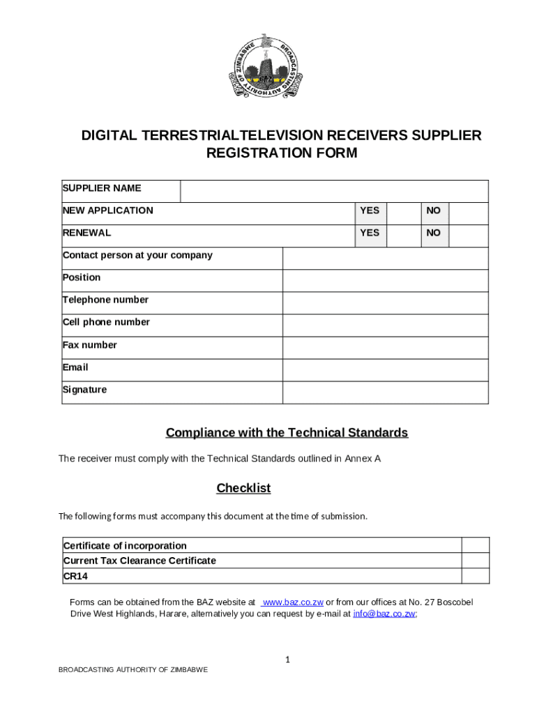 Digital Terrestrial Television Receivers Supplier Registration Doc ...