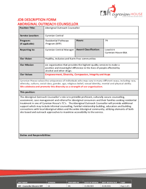 Fillable Online Aboriginal Outreach Counsellor Job Description Fax ...