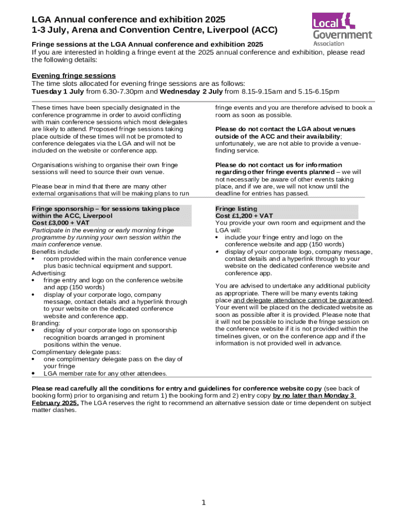 Lga Annual Conference and Exhibition 2025 Fringe Session Booking Doc ...