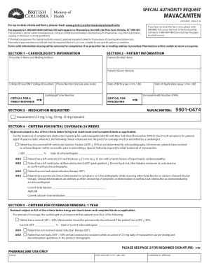 Fillable Online Pharmacare Special Authority Request for Mavacamten Fax ...