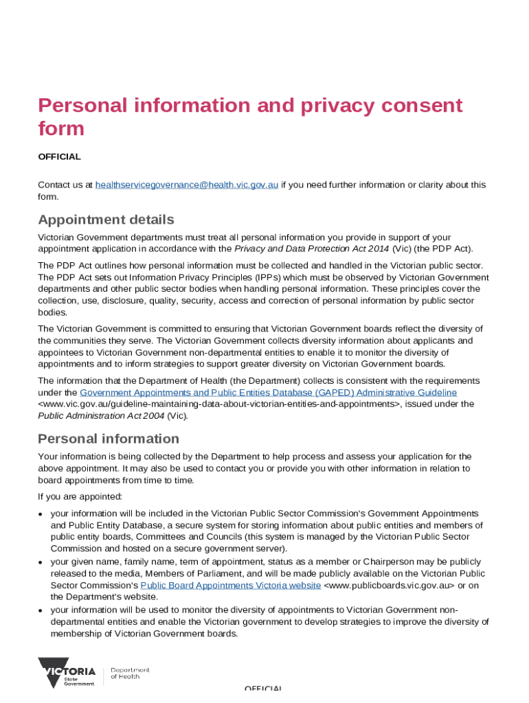 Personal Ination and Privacy Consent Doc Template | pdfFiller