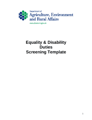 Equality & Disability Duties Screening Template Doc Template | pdfFiller