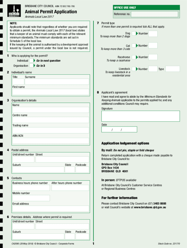 Fillable Online Animal Permit Application Fax Email Print - pdfFiller