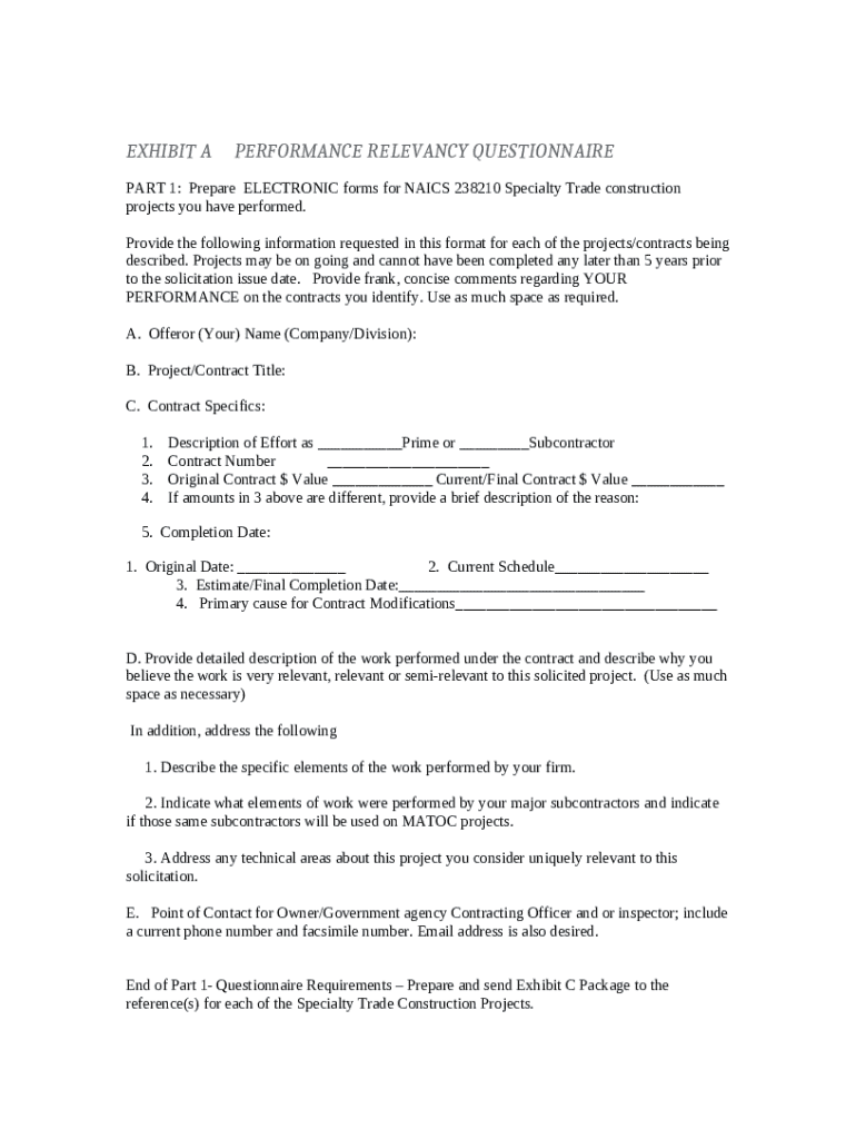 Perance Relevancy Questionnaire Doc Template | pdfFiller