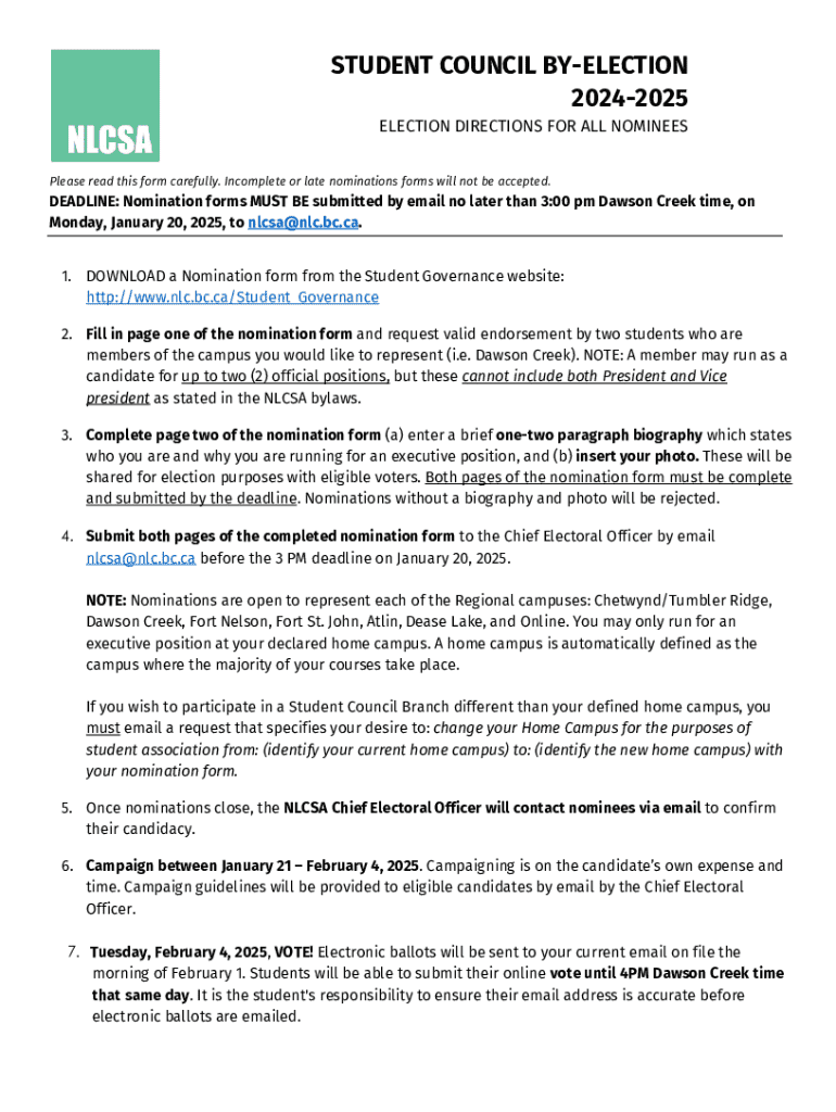 Fillable Online Election Directions for All Nominees Fax Email Print ...