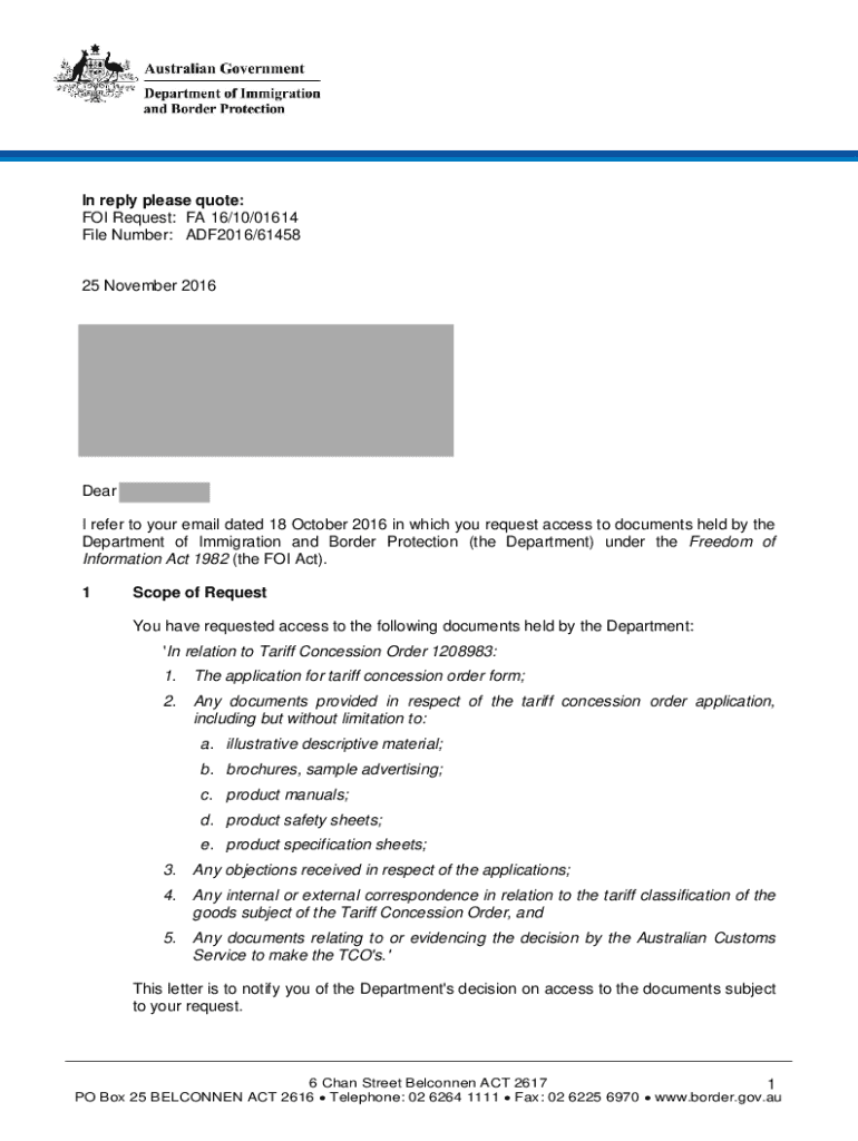 Fillable Online Freedom of Information Request Response Fax Email Print ...