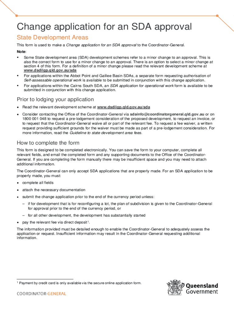 Fillable Online Change Application for an Sda Approval Fax Email Print ...