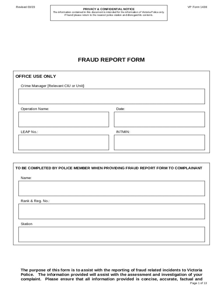 Fraud Report Doc Template | pdfFiller