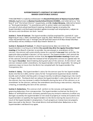 Fillable Online Superintendent's Employment Contract Fax Email Print ...