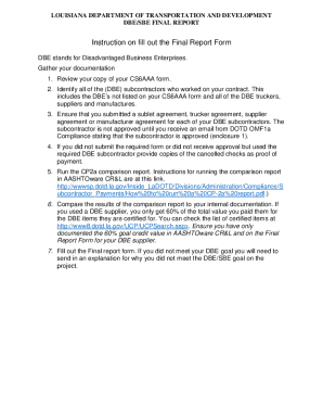 Fillable Online Dbe/sbe Final Report Form Instructions Fax Email Print ...