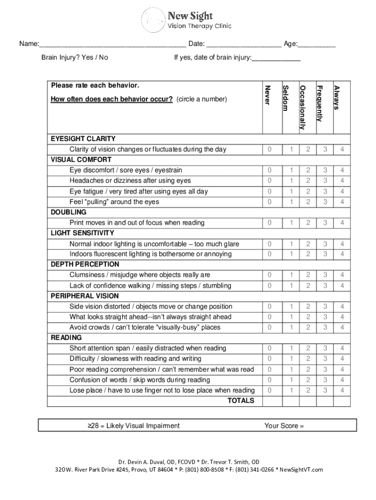 Fillable Online Visual Comfort Assessment Fax Email Print - pdfFiller