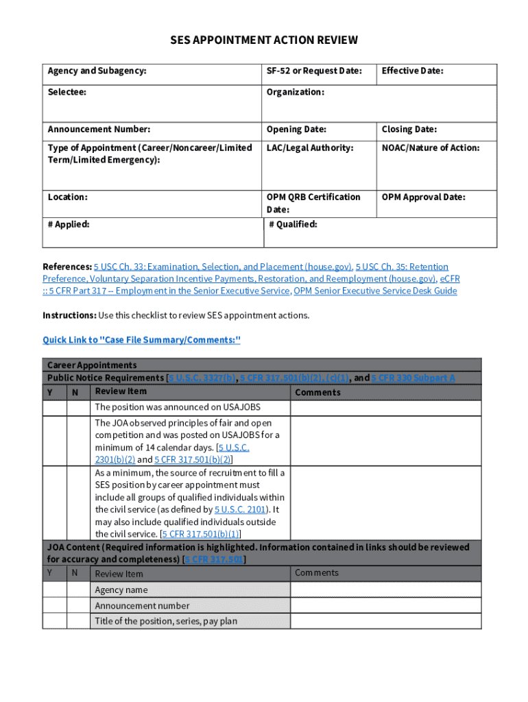 Fillable Online Ses Appointment Action Review Checklist Fax Email Print - pdfFiller