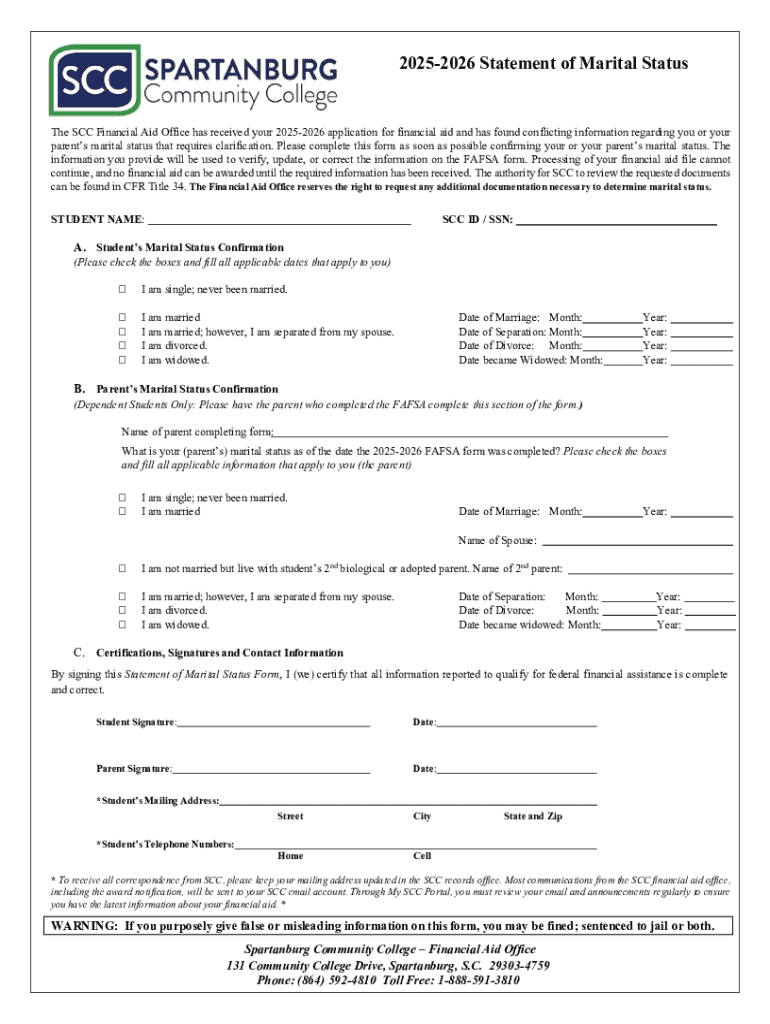 Fillable Online 2025-2026 Statement of Marital Status Fax Email Print ...