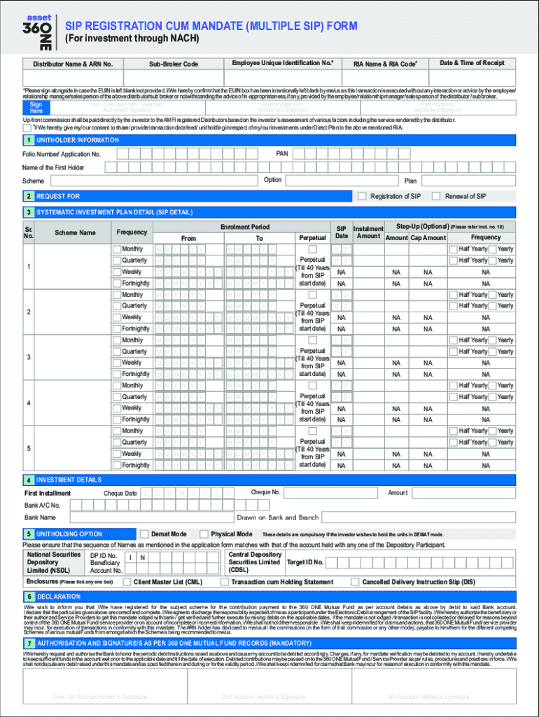 Fillable Online Sip Registration Form for Nach Investments Fax Email Print - pdfFiller