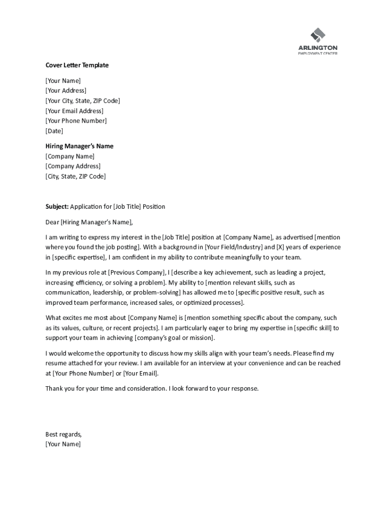 Fillable Online Cover Letter Template Fax Email Print - pdfFiller