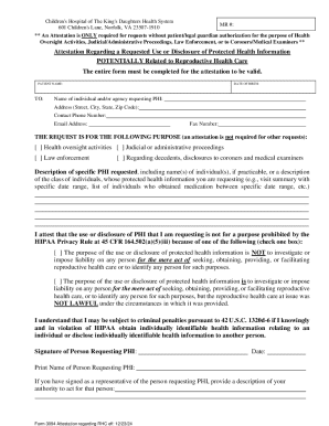Fillable Online Attestation Regarding Protected Health Information ...