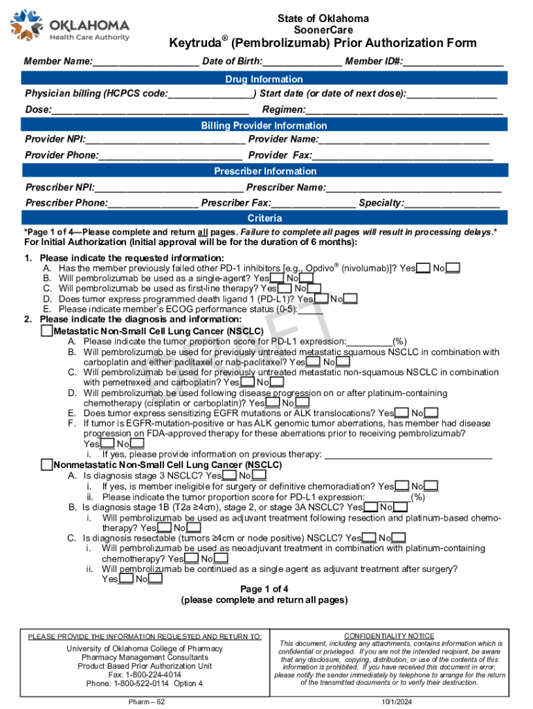 Fillable Online Keytruda® Prior Authorization Form Fax Email Print ...