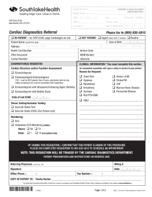 Fillable Online Cardiac Diagnostics Referral Form Fax Email Print - pdfFiller