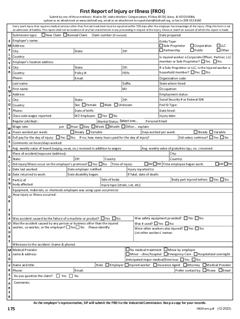 Fillable Online First Report of Injury or Illness (froi) Fax Email Print - pdfFiller