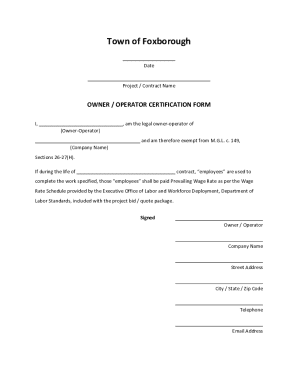 Fillable Online Owner / Operator Certification Form Fax Email Print ...