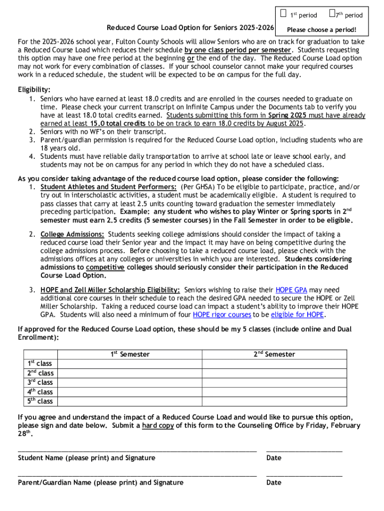 Fillable Online Reduced Course Load Application Form Fax Email Print - pdfFiller