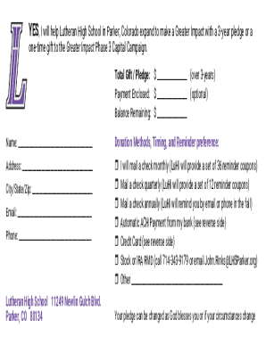 Fillable Online Capital Campaign Pledge Card Fax Email Print - pdfFiller