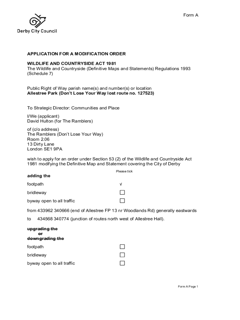 Fillable Online Application for a Modification Order Under the Wildlife ...