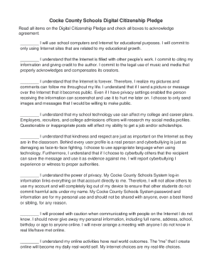 Fillable Online Digital Citizenship Pledge Fax Email Print - pdfFiller