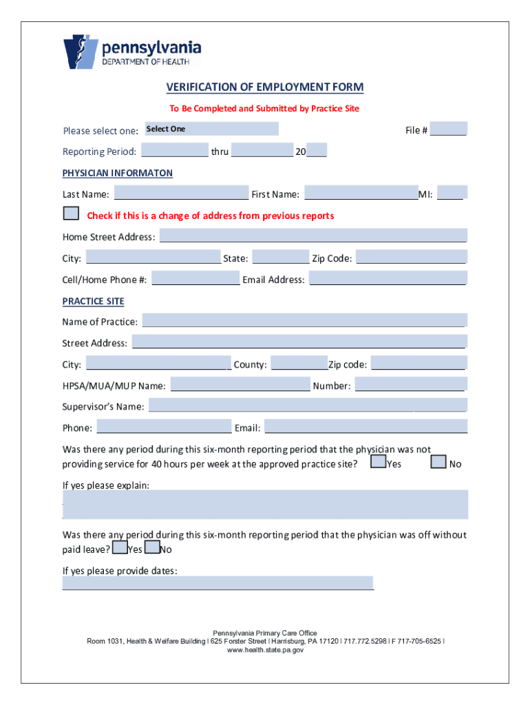 Fillable Online Verification of Employment for Physicians Fax Email Print - pdfFiller
