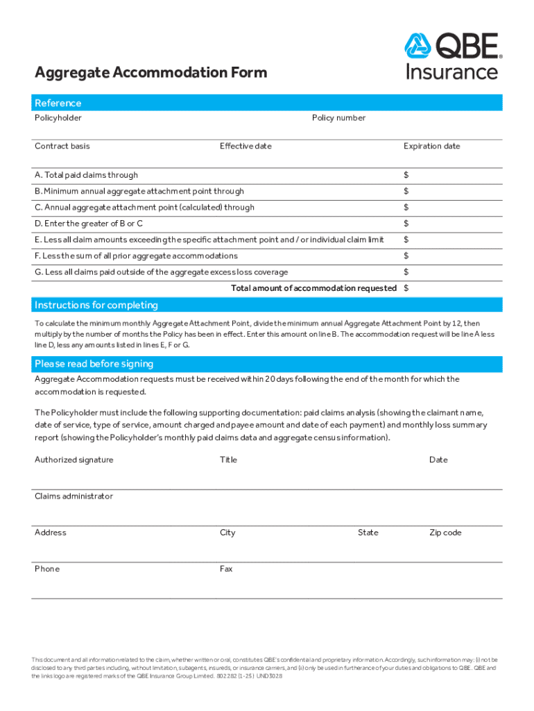 Fillable Online Aggregate Accommodation Request Form Fax Email Print ...