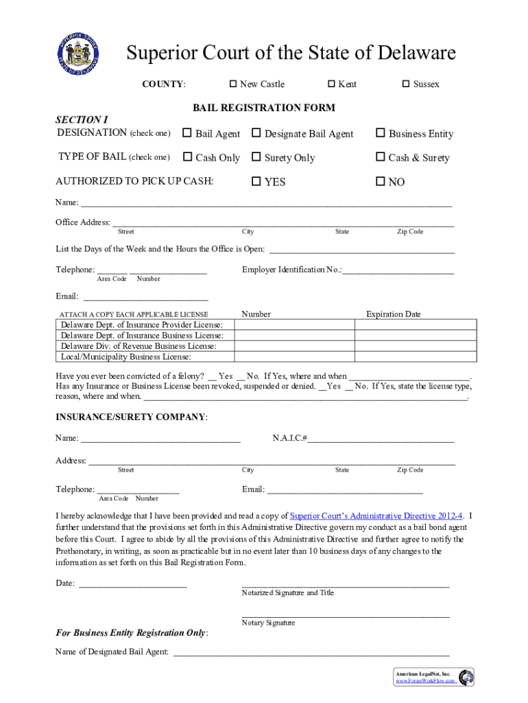 Fillable Online Bail Registration Form for Bail Agents Fax Email Print - pdfFiller