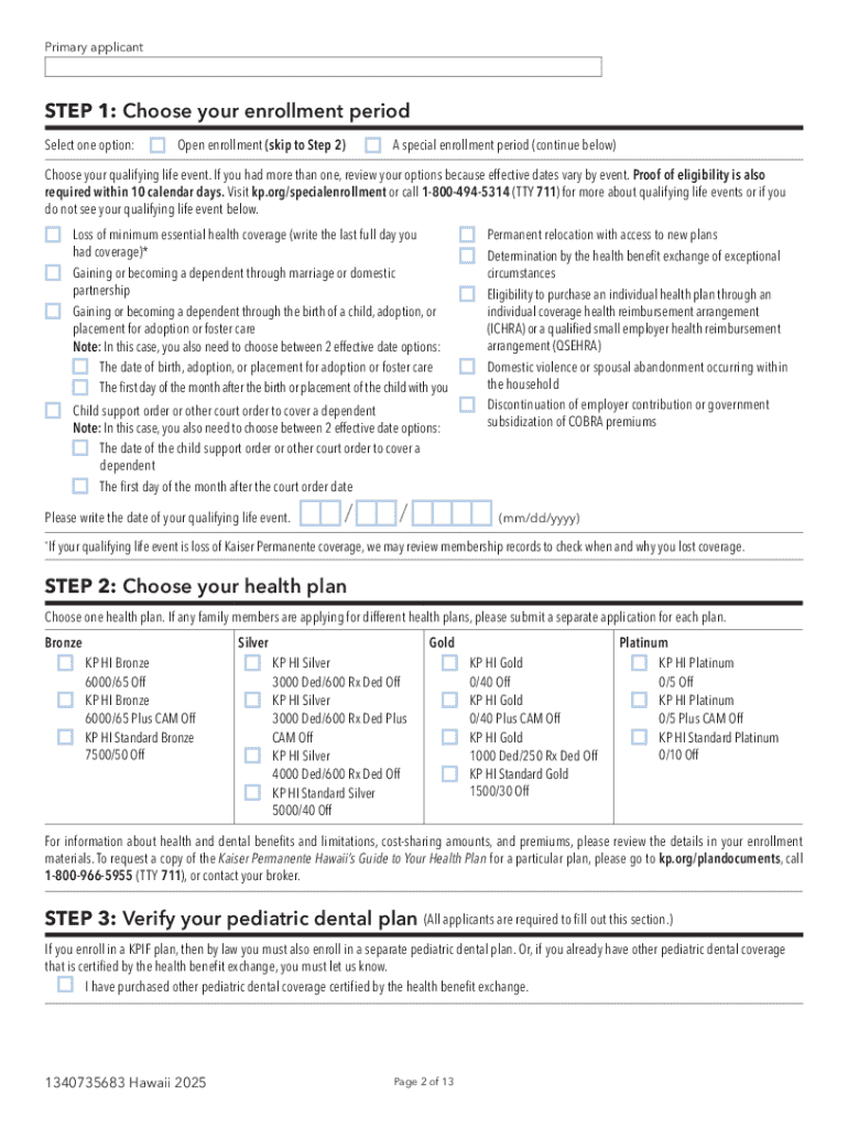 Fillable Online Kaiser Permanente Individual and Family Plans ...