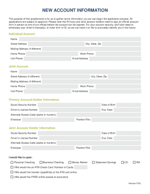 Fillable Online New Account Information Form Fax Email Print - pdfFiller
