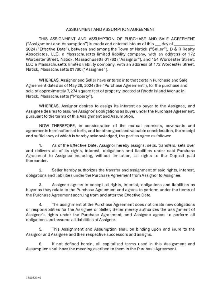 Fillable Online Assignment and Assumption of Purchase and Sale ...