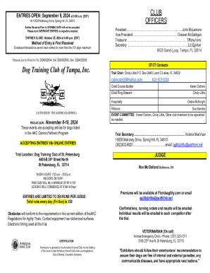 Fillable Online Akc Agility Entry Form Fax Email Print - pdfFiller
